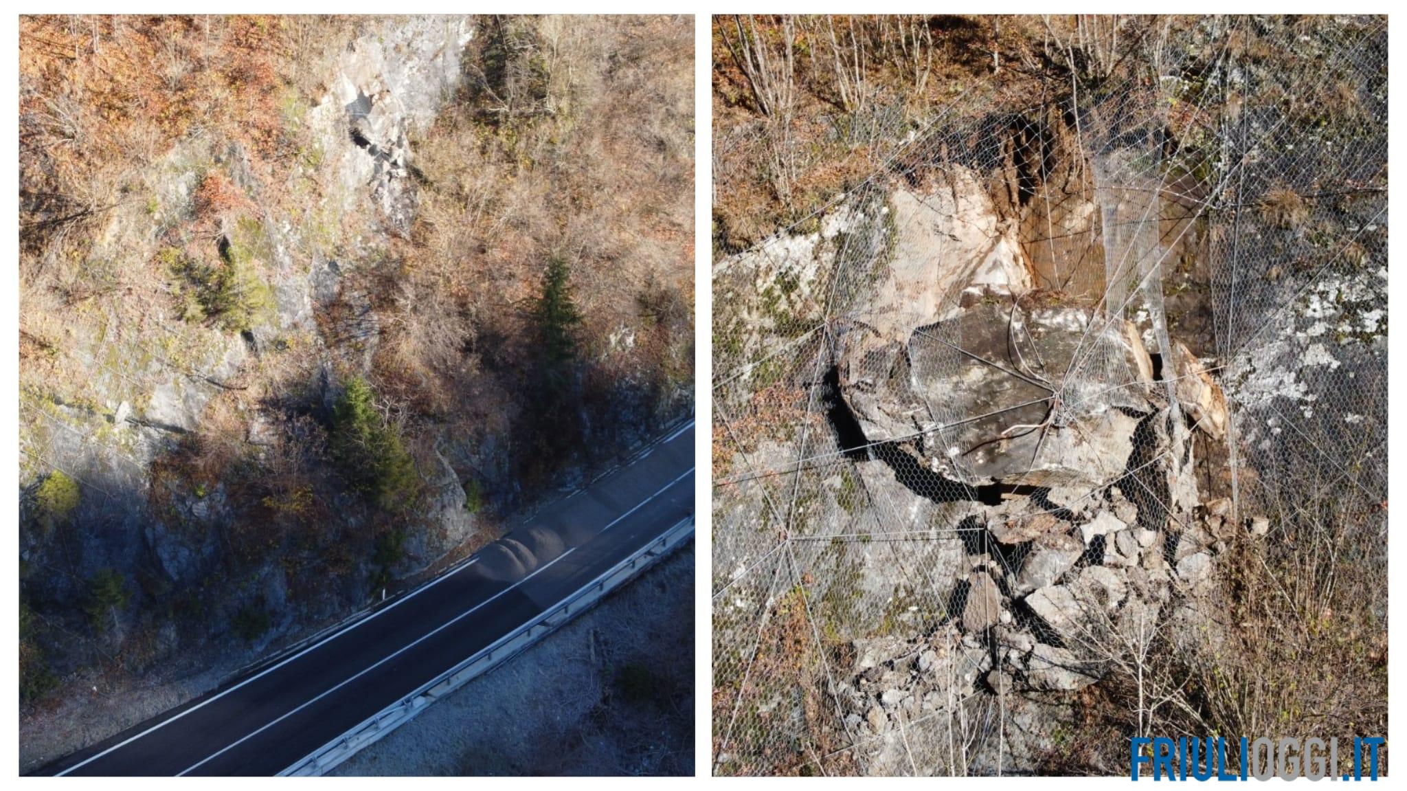 Caduta massi sopra la strada, chiusa la regionale a Forni Avoltri