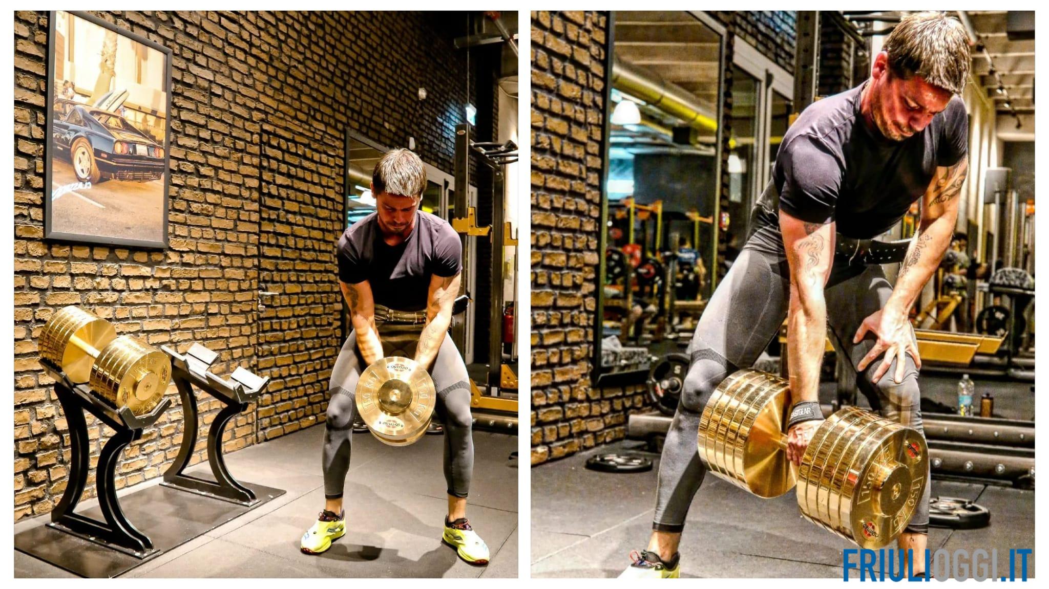 L'impresa del friulano Alex Camera: solleva il manubrio d'oro