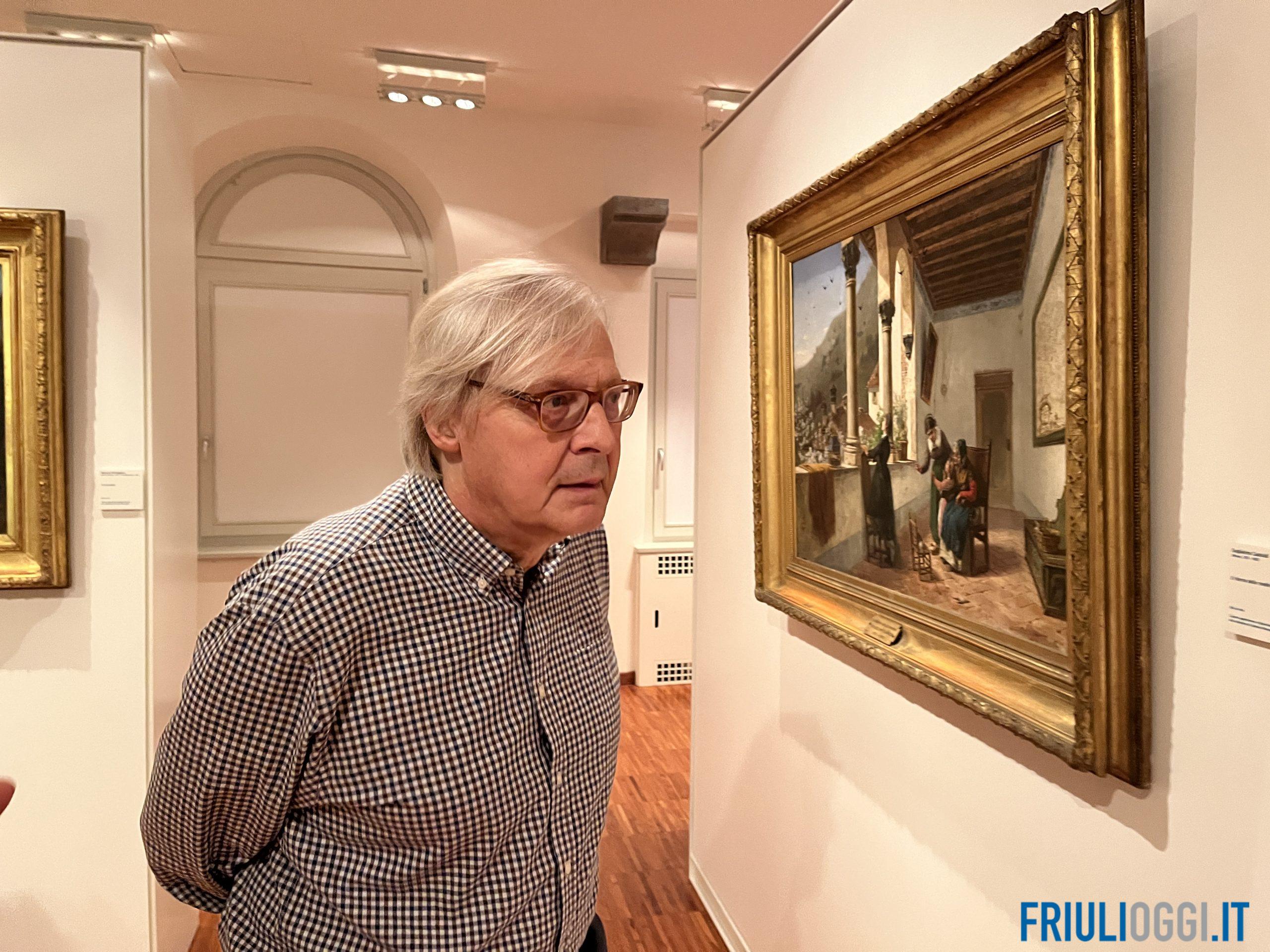 Udine, Vittorio Sgarbi visita la grande mostra di Casa Cavazzini