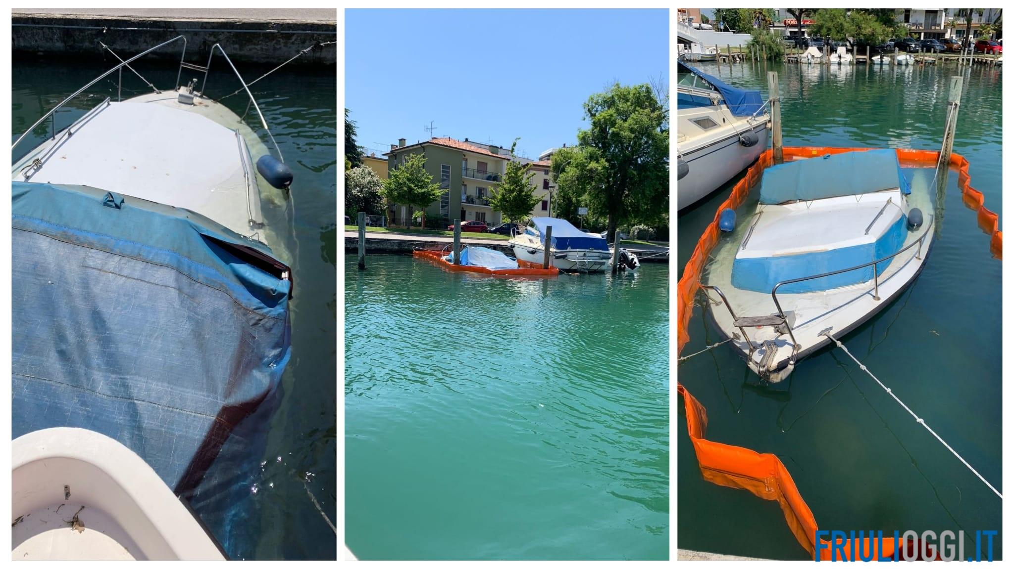 Imbarcazione finisce sott'acqua nel porticciolo a Grado Imbarcazione finisce sott'acqua nel porticciolo a Grado