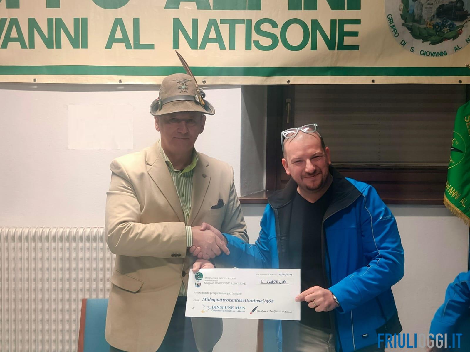 San Giovanni al Natisone, alpini donano 1500euro a Dinsi une man
