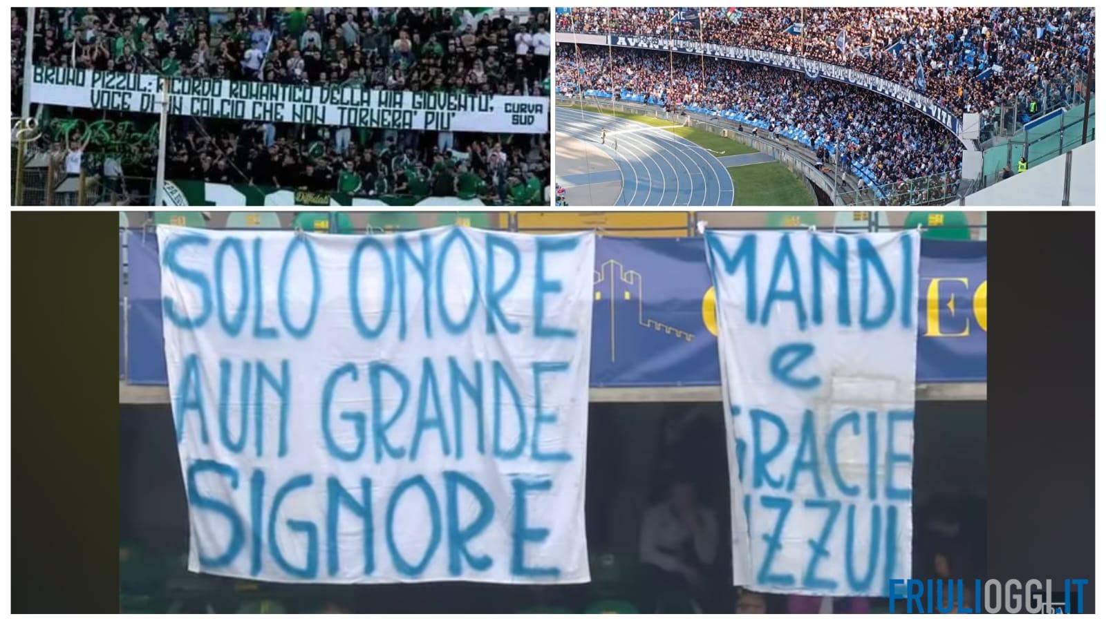 Il tributo dei tifosi a Bruno Pizzul: gli striscioni nelle curve d'Italia